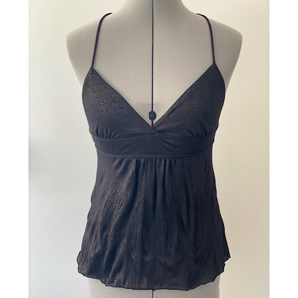 Lux | Tops | Lux Spaghetti Strap Tank Top Racerback Black With Gold ...